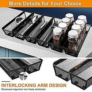 Silverware Drawer Organizer for Kitchen Interlocking Arm for Flatware