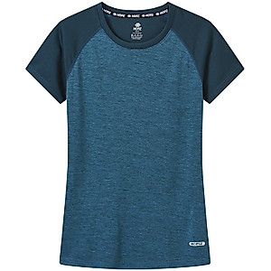 MoFiz Women's Short Sleeve Shirts UPF 50+ Sun Protection Quick Dry Lightweight T-Shirt Outdoor Hiking Runing Fishing Sea Blue M