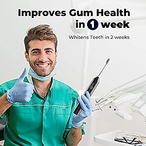 usmile Sonic Electric Toothbrush for Adults, USB Rechargeable with 2 Brush Heads, Powered Whitening Toothbrush with Smart Timer, 4-Hour Fast Charge for 180 Days Use, P1 Black