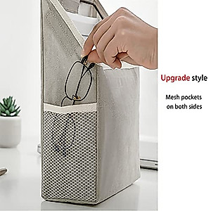 Teatalk 3 Pack Wall Hanging Storage Bags with Sticky Hooks,Closet Hanging Storage for Pocket,Bathroom Dormitory Organizer,Linen Cotton Organizer Box Containers for Bedroom