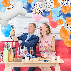 Blue Birthday Party Supplies, QPEY 121Pcs Blue Party Decorations, Dog Paw Balloons Garland Kit for Boys Girls Baby Shower Blue Theme Birthday Party Decorations