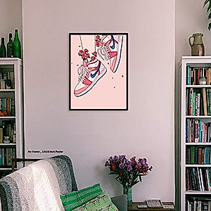Hypebeast Girly Pink Sneaker Poster – (12x16 Inch) Unframed – AJ Wall art, Hypebeast Room Decor, Indie Wall Art Poster, Pink Room Decor, Sneaker Air Gym Shoes Shoebox Collection Aesthetic Cool Posters for Teen Girls Bedroom Room Dorm Wall Decor by LIYA De