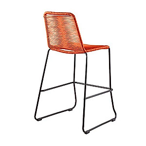 armen LIVING LCSTBABLTNG30 Shasta Outdoor Metal and Tangerine Rope Stackable Barstool, 30" Bar Height Set of 2