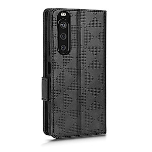 Kukoufey Case for Sony Xperia 1 III 5G XQ-BC52 XQ-BC62 XQ-BC72 Leather Flip Stand Case Cover,Case for Sony Xperia 1 III Leather Case,Case for Sony Xperia 1 III Case Cover Black