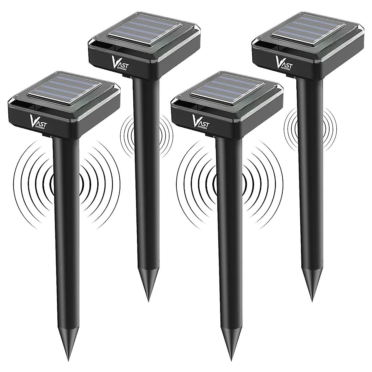 Vast Outdoors - Mole Repellent Solar Powered Outdoor Waterproof Ultrasonic Solar Snake Groundhog Repellent, Mole Repellent for Lawns, Chipmunk Repeller, Gopher Repellent for Lawn, Garden & Yard 4 Pack