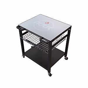NUUK Double-Shelf Rolling Outdoor Pizza Oven Table, 24" x 30" Stainless Steel Commercial Multifunctional Food Prep Worktable with Drawer on Wheels
