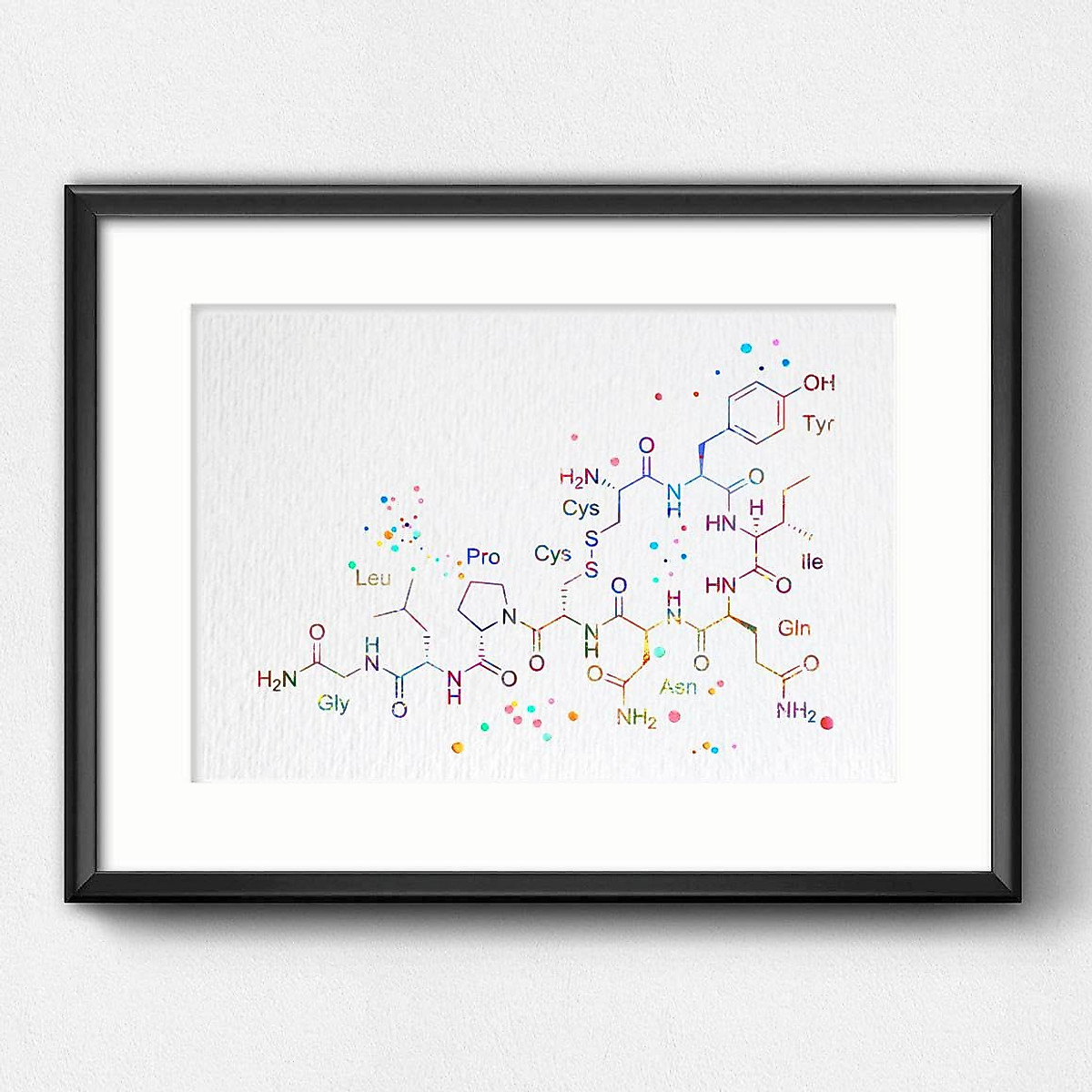 Dignovel Studios 8X10 Unframed Oxytocin Molecule Love Molecule Symbol Chemistry Watercolor Art Print Poster Housewarming Wall Giclee Office Home Decor DN537