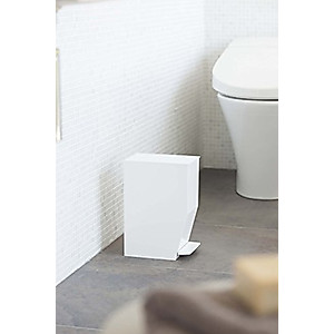 Small Sleek Sanitary Trash Can with Pedal, Rubbish Bin Receptacle Waste Disposal, for Office Home Bathroom Toilet, White