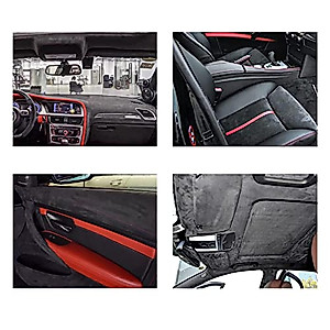 Suede Headliner Fabric with Foam Backing Material Automotive Micro-Suede Headliner Roof Fabric for Car RV Boat Home Interior Replacement Repair 60" Wide - Black, 36" L×60" W 1