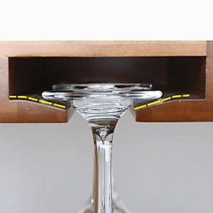 Bamboo Wine Glass Rack,Under Cabinet Stemware Rack,3/4/5 Rows Glasses Storage Holder for Bar Kitchen,Hanging Wine Glass Holder