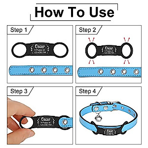 Atdesk Personalized Dog Tags, Slide On Pet ID Tag, Engraved Stainless Steel Cat Collar Tag, No Jingle Dog Name Tag Silent Pet Identification Tags(Large Black)