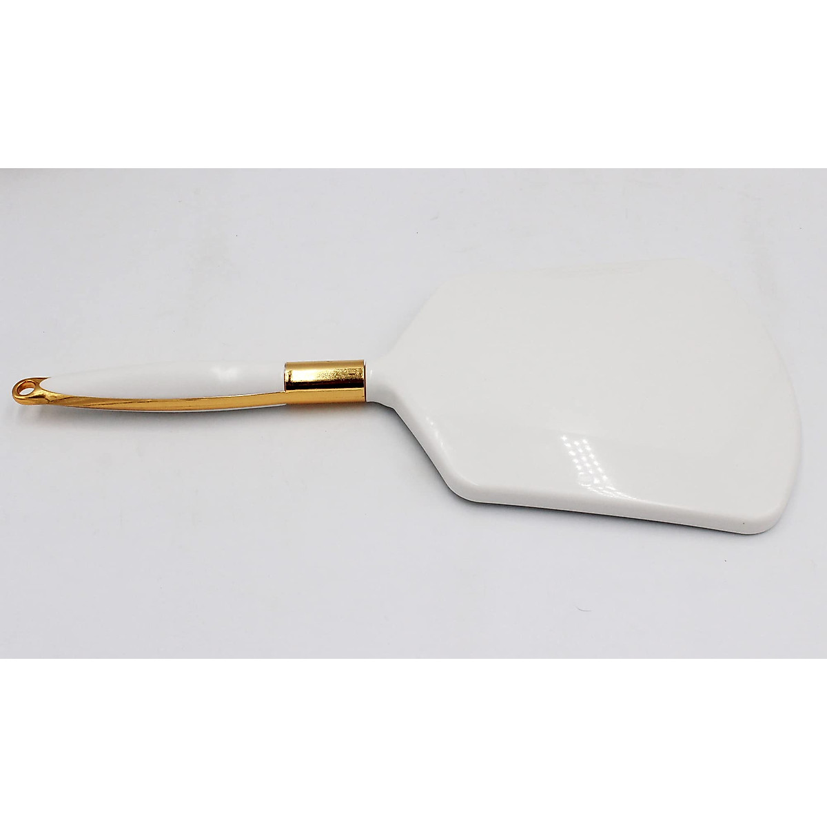 Eaoundm Hand Held Mirror with Handle, Makeup Hand Mirror with Hook Hole for Bathroom and Bedroom, Barbers Haircut Mirror for Home and Salon (6 W X6.8 L inchs, White)