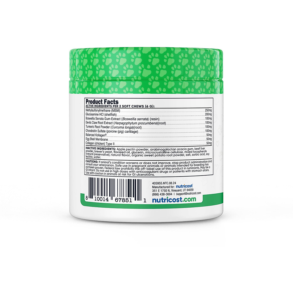 Nutricost Pets Hip & Joint Support Soft Chews for Dogs (Beef Flavored) 60 Soft Chews - Supports Healthy Joints & Mobility, NASC Certified
