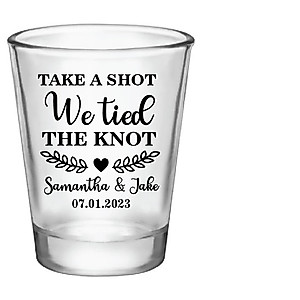 Take A Shot We Tied The Knot Shot Glasses, Bulk Set of 1.75oz Wedding Shot Glasses, Perfect Wedding Favor, Wedding Shot glasses, Bridal Party Shot Glasses
