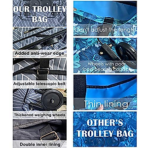 KEEPFINE Grocery Cart with Wheels, Reusable Portable Collapsible Trolley Bags Hand Pulling Utility Collapsible Grocery Bag with Hand Straps Folding Shopping Cart