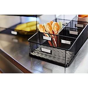 Safco Products 3291BL Onyx Mesh Condiment Carton Organizer | 7 Compartments | Break Room, Classroom Supply Organizer | Steel Metal Mesh | Includes Labels | Black