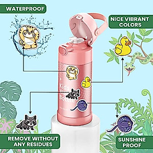 200-PCS Animal Stickers for Kids, 4 Packs (50/Pack) - Shiny Cute Animal Stickers for Water Bottles, Laptop, Skateboard, Notebook - Reusable Animal Vinyl Stickers - Waterproof (StackorsBeast)