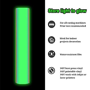 TECKWRAP Glow in The Dark Chrome Adhesive Vinyl, Opal White to Green, 1ft x 5ft for Craft Cutter Sign Plotter Decals Scrapbook Lettering DIY Decorations