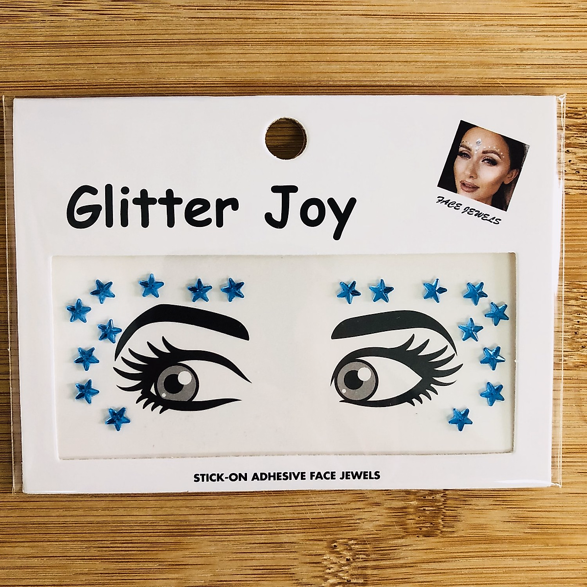 Eye Corners Face Jewels Blue Stars Bindi Rhinestone Festival Face Gems Tattoo Decorations Jewels Body Glitter Crystal Sticker Temporary Face Tattoo for Festival Rave Outfit, 2-Pack