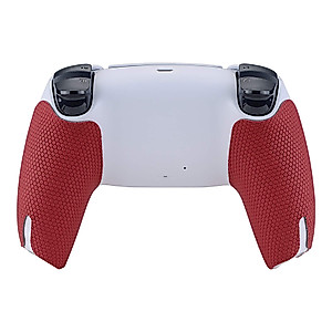 eXtremeRate PlayVital Red Anti-Skid Sweat-Absorbent Controller Grip for ps5 Controller, Professional Textured Soft Rubber Pads Handle Grips for ps5 Controller