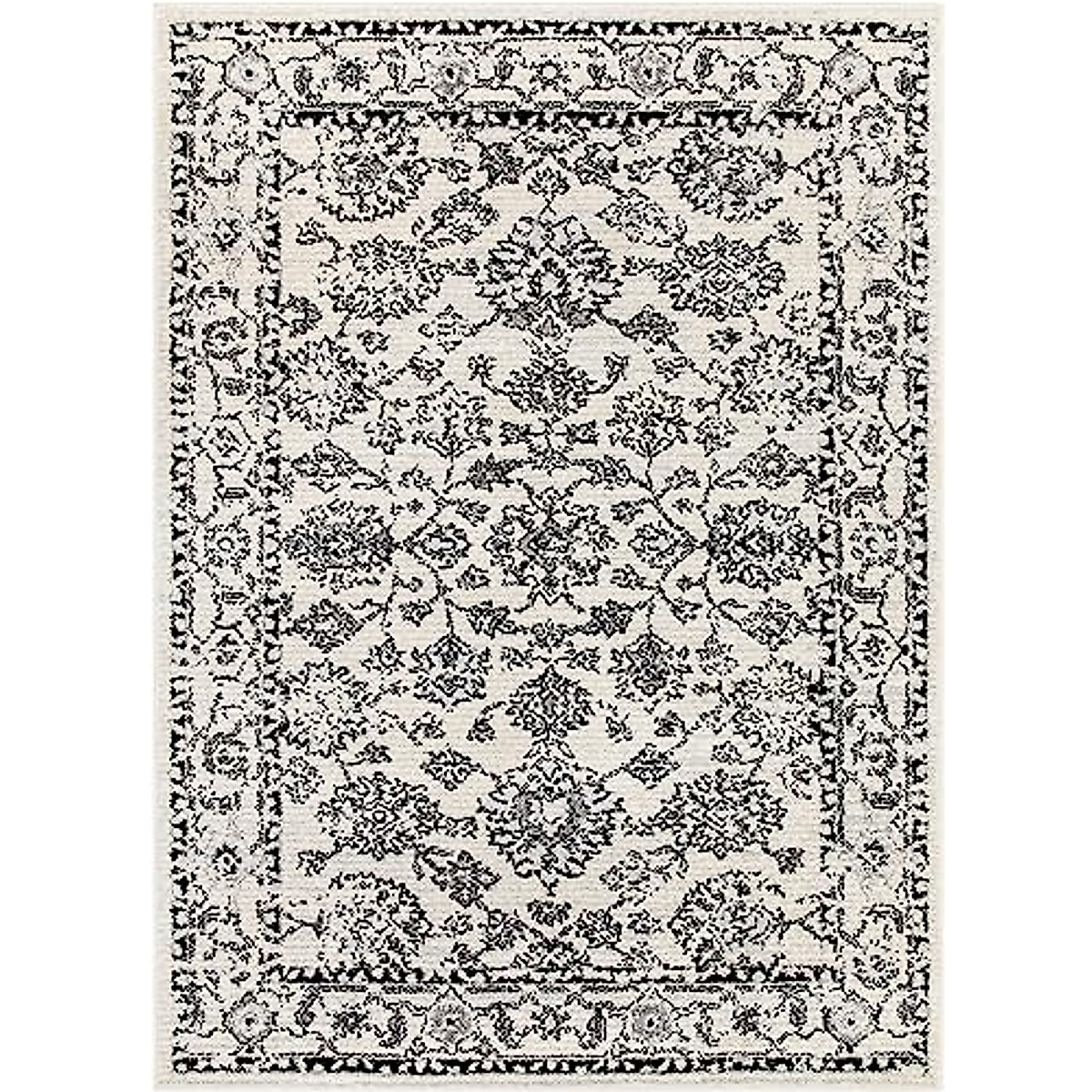 Well Woven Palace Oriental Ivory Grey Black 5'3" x 7' Area Rug
