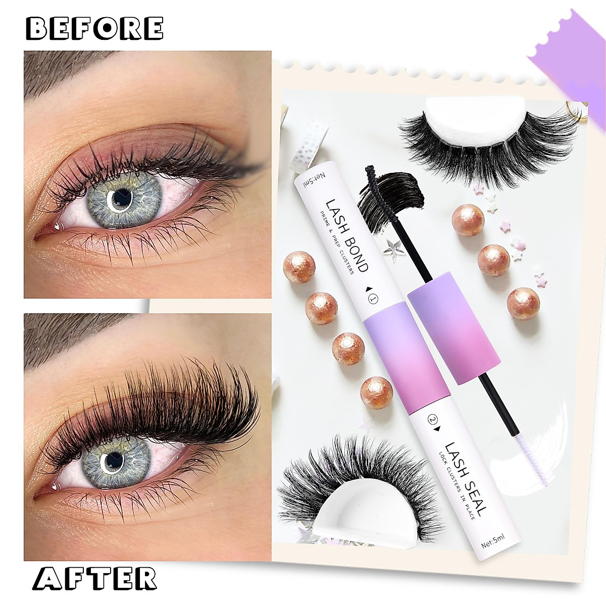 ALICE Lash Extension Kit 140PCS Individual Lashes Kit Fluffy Wispy Lash Clusters DIY Eyelash Extensions with Lash Bond and Seal Strong Hold 10-16MM