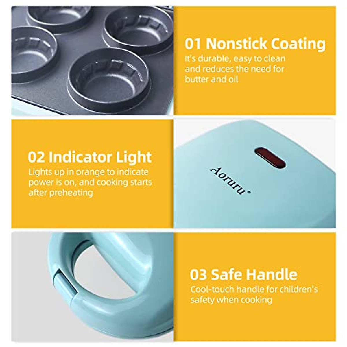 Aoruru Mini Waffle Bowl Maker 4 Belgium Waffle Bowls