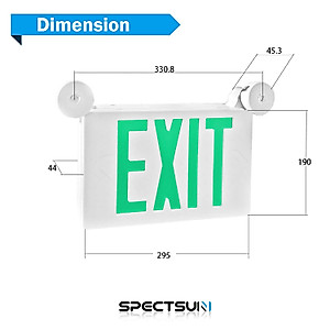 SPECTSUN LED Exit Sign Battery Backup, Green Exit Emergency Light with 2 Lamp Heads, Fire Exit Sign with Emergency Lights, Hardwired Exit Sign - 4 Pack, Ceiling/Wall Mount 2 sided Exit Sign with Arrow