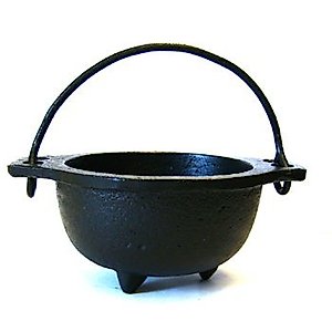 Cast Iron Cauldron w/Handle, Ideal for smudging, Incense Burning, Ritual Purpose, Decoration, Candle Holder, etc. (4" Diameter Handle to Handle, 2.5" Inside Diameter)