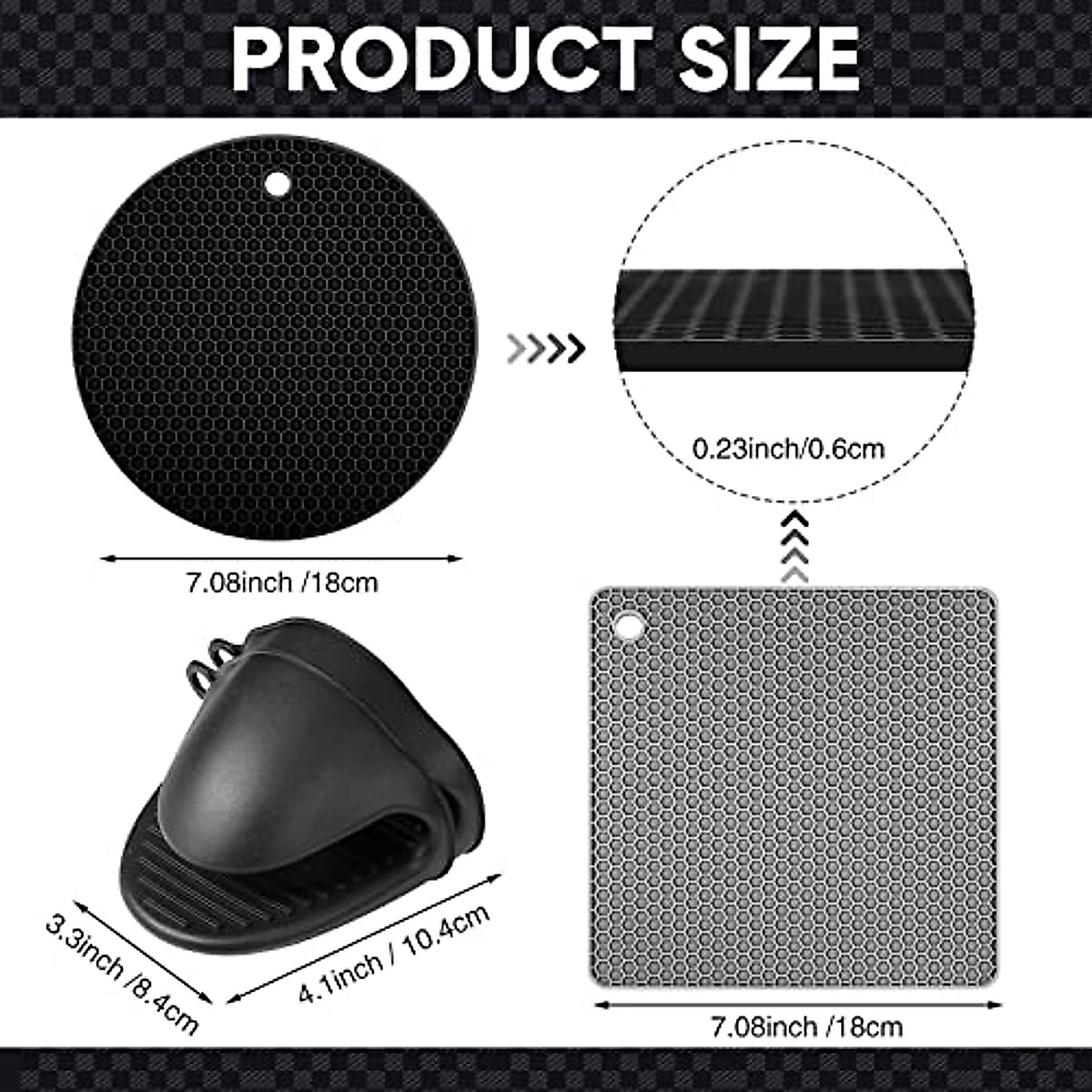 12 Pack Silicone Trivet Mats Hot Pads with Silicone Oven Mitts Non Slip Silicone Pot Holders Heat Resistant Trivet Pads Silicone Cooking for Kitchen Counter Table Placemats