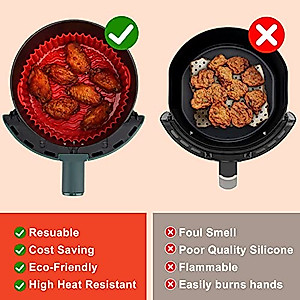 Air Fryer Silicone Liners Reusable: Ctizne 3Pcs 7.5In Silicone Pot for Air Fryer Basket, Replacement of Disposable Parchment, Airfryer Accessories for 5Qt 6Qt 7Qt Ninja Air Fryer