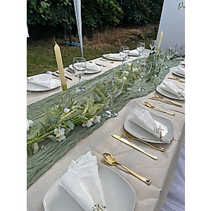 3 Pack 160 inch Sage Green Cheesecloth Table Runner-13.3ft Long Sage Table Runner Sheer Gauze Cheese Cloth Runner Sage Party Decorations for Wedding Reception, Baby Shower Bridal Shower Birthday Party