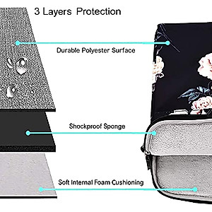 MOSISO Laptop Shoulder Bag Compatible with MacBook Air/Pro, 13-13.3 inch Notebook, Camellia Carrying Sleeve with Belt, Black