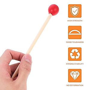 12pcs drum sticks Rubber Mallet Percussion Sticks with Wood Handle Round Head Mallet Music Accessories for Children wooden hammer Kids kids mallets (Red)