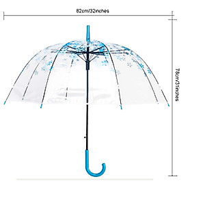 ThreeH Clear Cherry Umbrella Auto Open Transparent Windproof for Kids or Outdoor Weddings 32 Inches Diameter,KS11 Blue