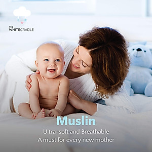 TWC Organic Muslin Swaddle Blankets for Baby | Cotton Double Layer Cloth - Super Soft, Absorbent | Large 44"x44" | Pack of 3 - Blue 3 Design