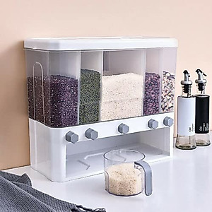 LYNICESHOP Rice Dispenser, Rice & Grain Storage Container Rotating Rice Storage Bucket One-Click Round Rice Output for Beans, Rice Beans Grains, Corn and Coffee.