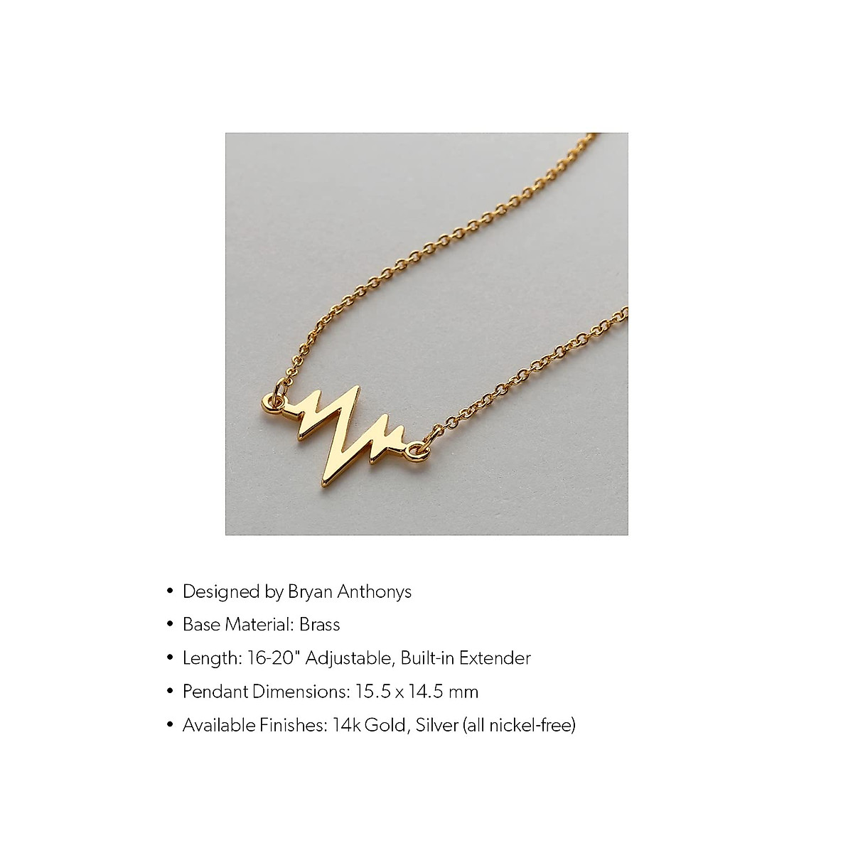 Bryan Anthonys There in a Heartbeat 14k Gold Necklace for Women, Pendant, Adjustable Length