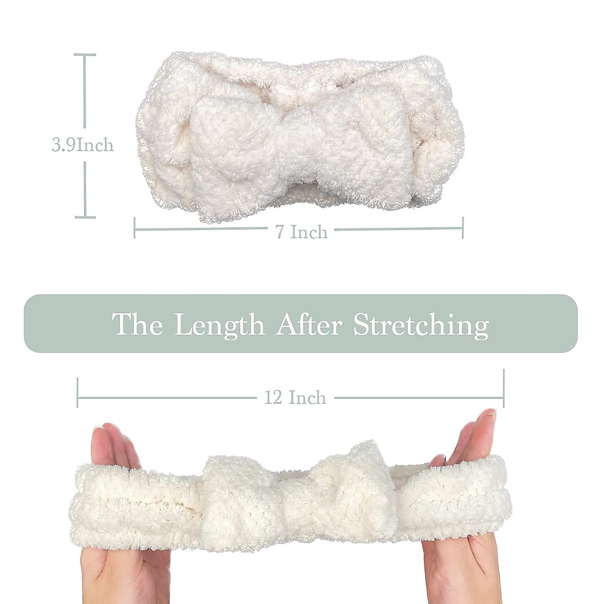 3Pcs Headbands for Washing Face, Spa Headband, Makeup Headband, Soft Towel Hair Band Microfiber Headbands SkinCare Headbands Yoga Facial Headband for Women and Girls（White,Grey,Pink)