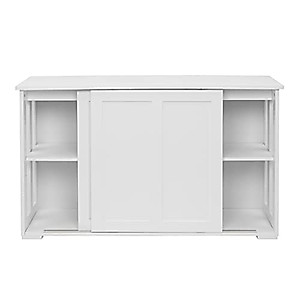 SEASD Kitchen Sideboard Cabinets FCH Double Sliding Door Sideboard Porch Cabinet White Dining Cabinet (106 X 33 X 62) Cm
