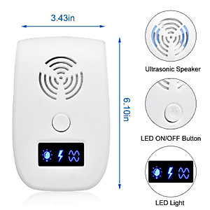 Piyjrrf Ultrasonic Repeller & Insect Repeller,6 Pack Electronic Pest Repellent Plug in Indoor for Spider,Mosquito, Mouse, Cockroaches, Rats, Bugs.