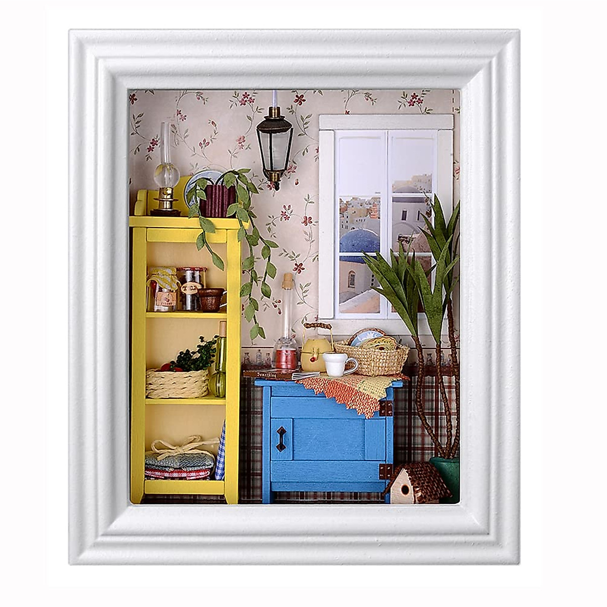 Kisoy Dollhouse Miniature with Furniture Kit, Handmade Frame Style DIY House Model for Teens Adult Gift (Warm Dawn)