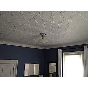 A La Maison Ceilings R82 Circles and Stars Foam Glue-up Ceiling Tile (128 sq. ft./Case), Pack of 48, Plain White