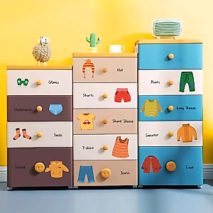 Bamsod Clothing Label Wardrobe Classification Tips Storage Organizing Decals Kids Drawer Decor Sticker (Boys)