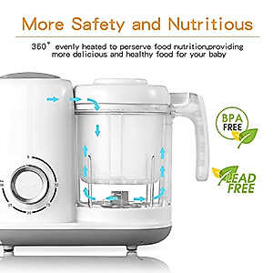 AMZBABYCHEF Baby Food Maker, 4 in 1 Baby Food Processor and Steamer, Puree Blender, Multifunctional Baby Puree Maker, Dishwasher Safe, White