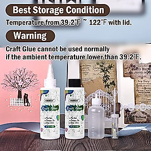 OBSEDE Craft Glue Dries Clear Art Adhesive 4fl oz/120ml with Fine Metal Tip Bottle Applicator Kit for DIY Crafts Glitter Paper Card Decoupage Scrapbooking