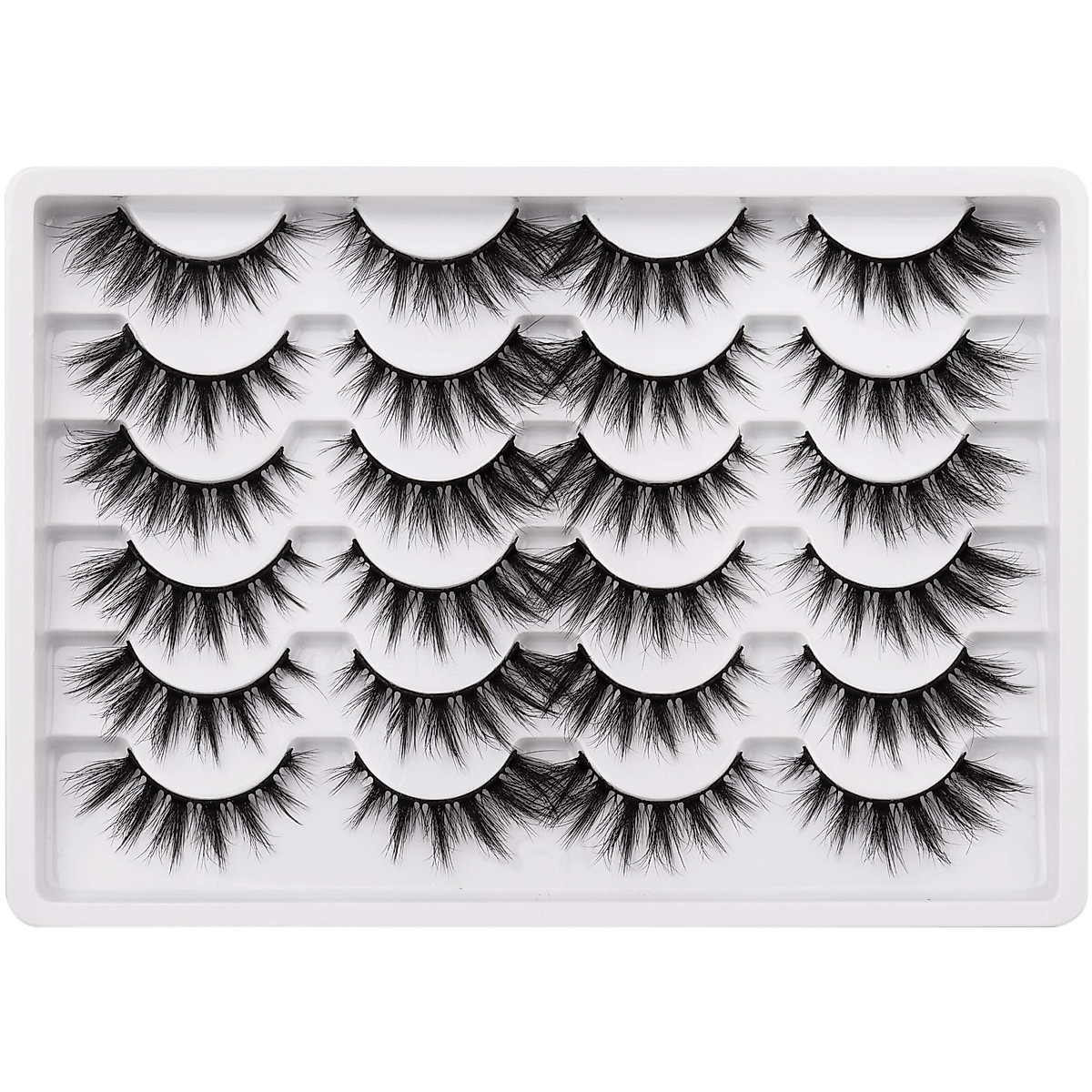 Cat Eye Lashes Pack Wispy 3D Faux Mink Lashes 18mm Fluffy False Eyelashes Soft Reusable Handmade Fake Eyelashes, 12 Pairs Pack by Pawotence