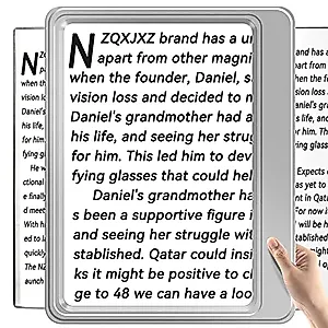 NZQXJXZ 5X Magnifying Glass for Reading, Large and Lightweight Magnifier Provide Full Book Page Viewing Area Perfect Handheld Magnifier for Reading Small Prints and Low Vision Person Silver