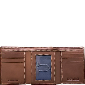 Timberland Men's Leather Trifold Wallet with Id Window, Black (Hunter), One Size