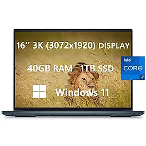 DELL 2023 Upgraded Inspiron 16 Plus Laptop, 16'' 16:10 3K(3072x1920), Intel 12th Gen Core i7-12700H(14-core), Nvidia GeForce RTX 3050 Ti, 40GB RAM|1TB SSD, Wi-Fi 6, USB-C|HDMI, Windows 11, Dark Green